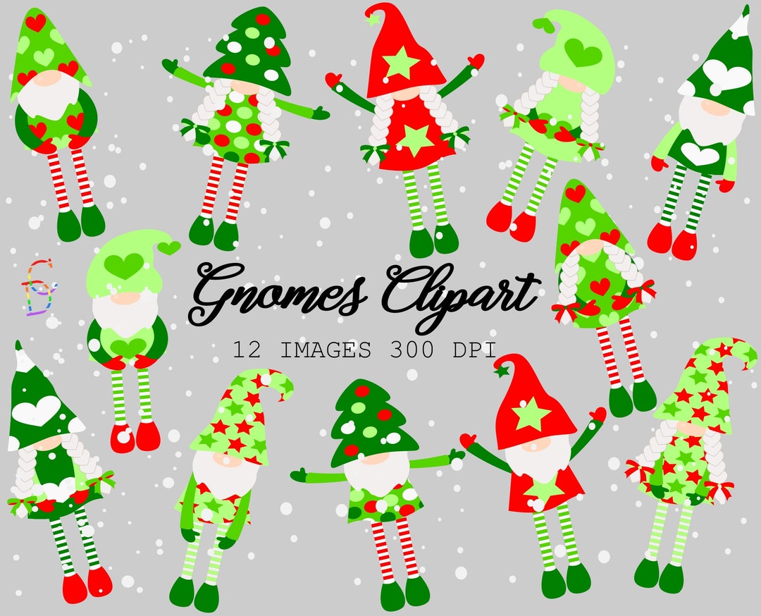 12 Gnomes Clipart Scandinavian Gnomes Holidays Clipart - Etsy
