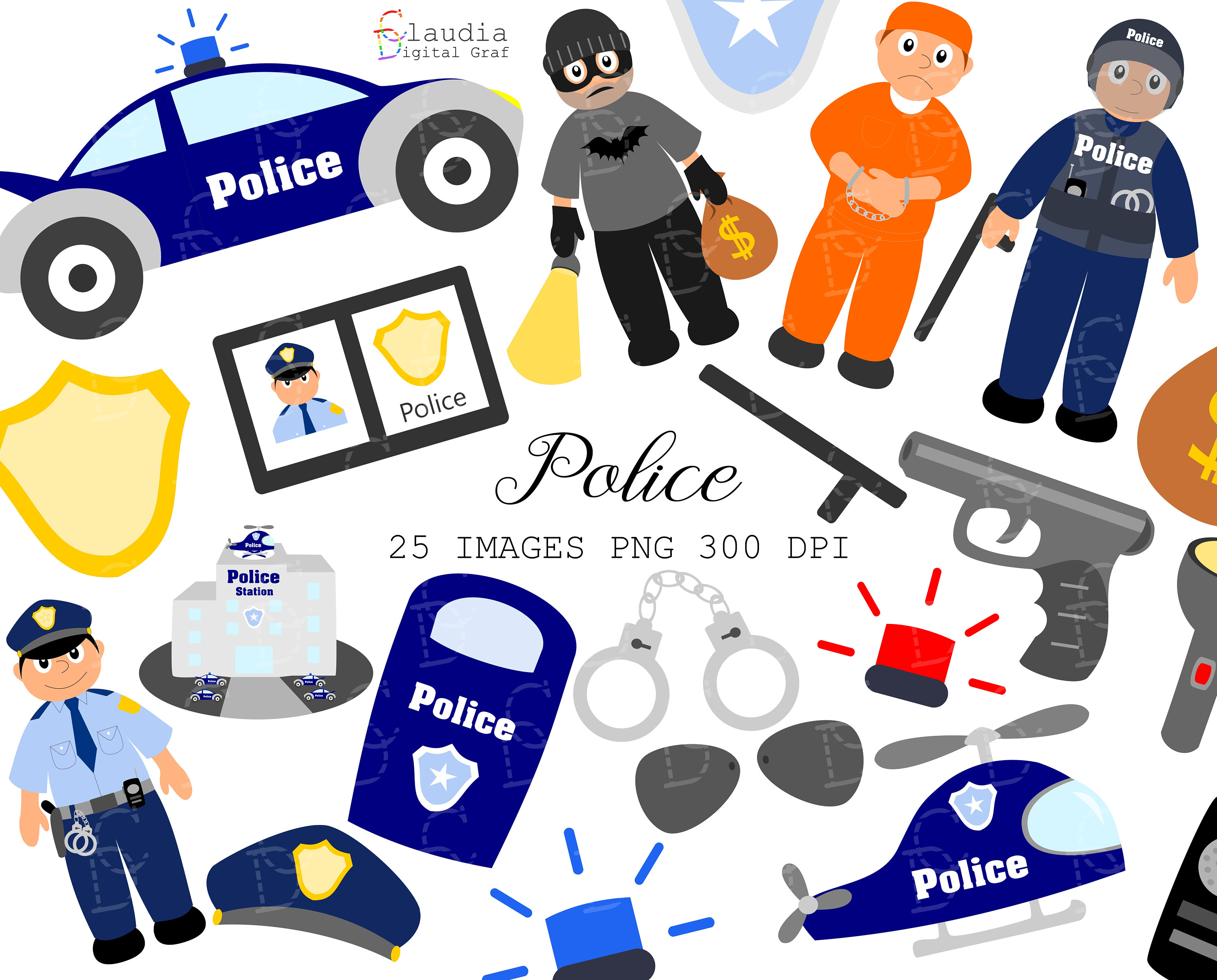 25 COPS Clipart, Image Police Equipment, Community Helper, Police ...