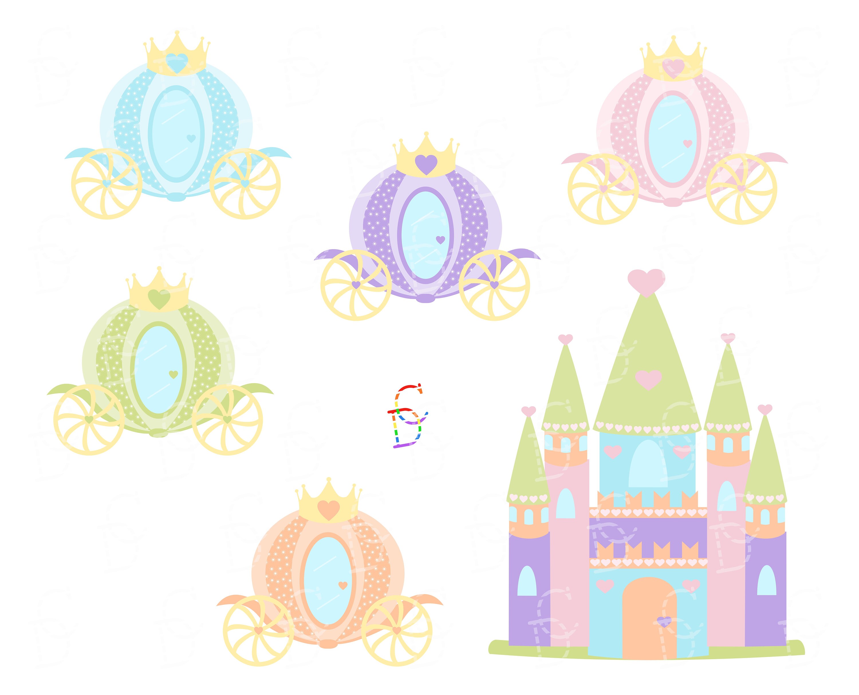 21 Digital Princess Clip Art, the Package Includes Pricesses, Carriage ...