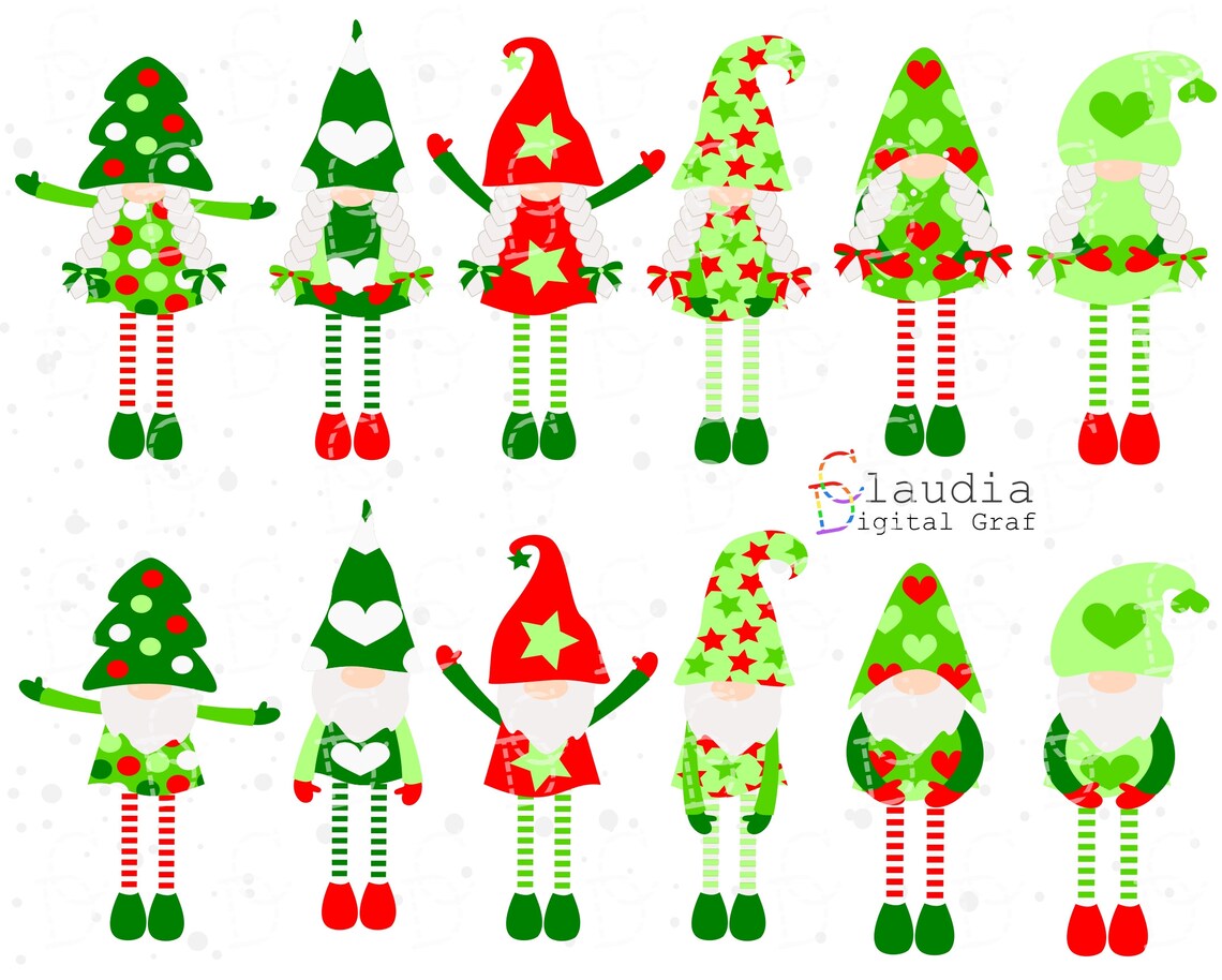 12 Gnomes Clipart, Scandinavian Gnomes, Holidays Clipart, Gnomes ...