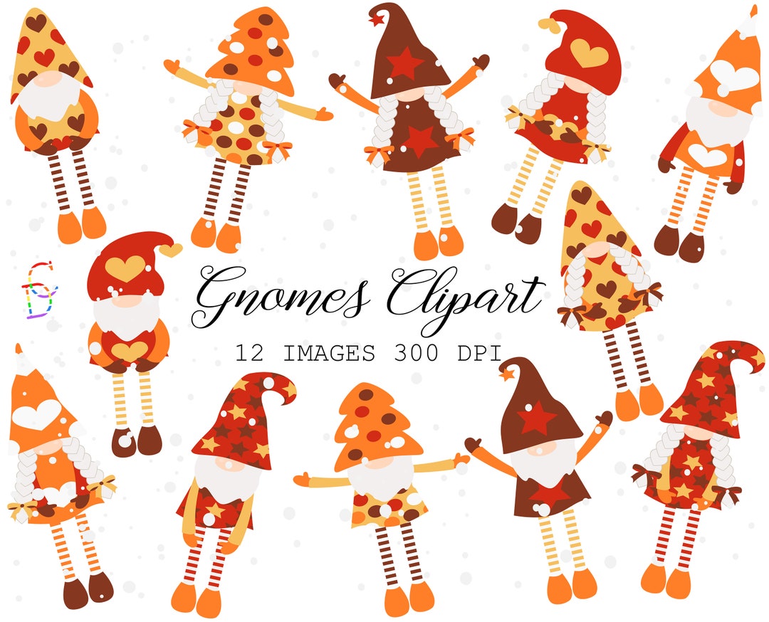 12 Gnomes Clipart, Scandinavian Gnomes, Holidays Clipart, Gnomes ...