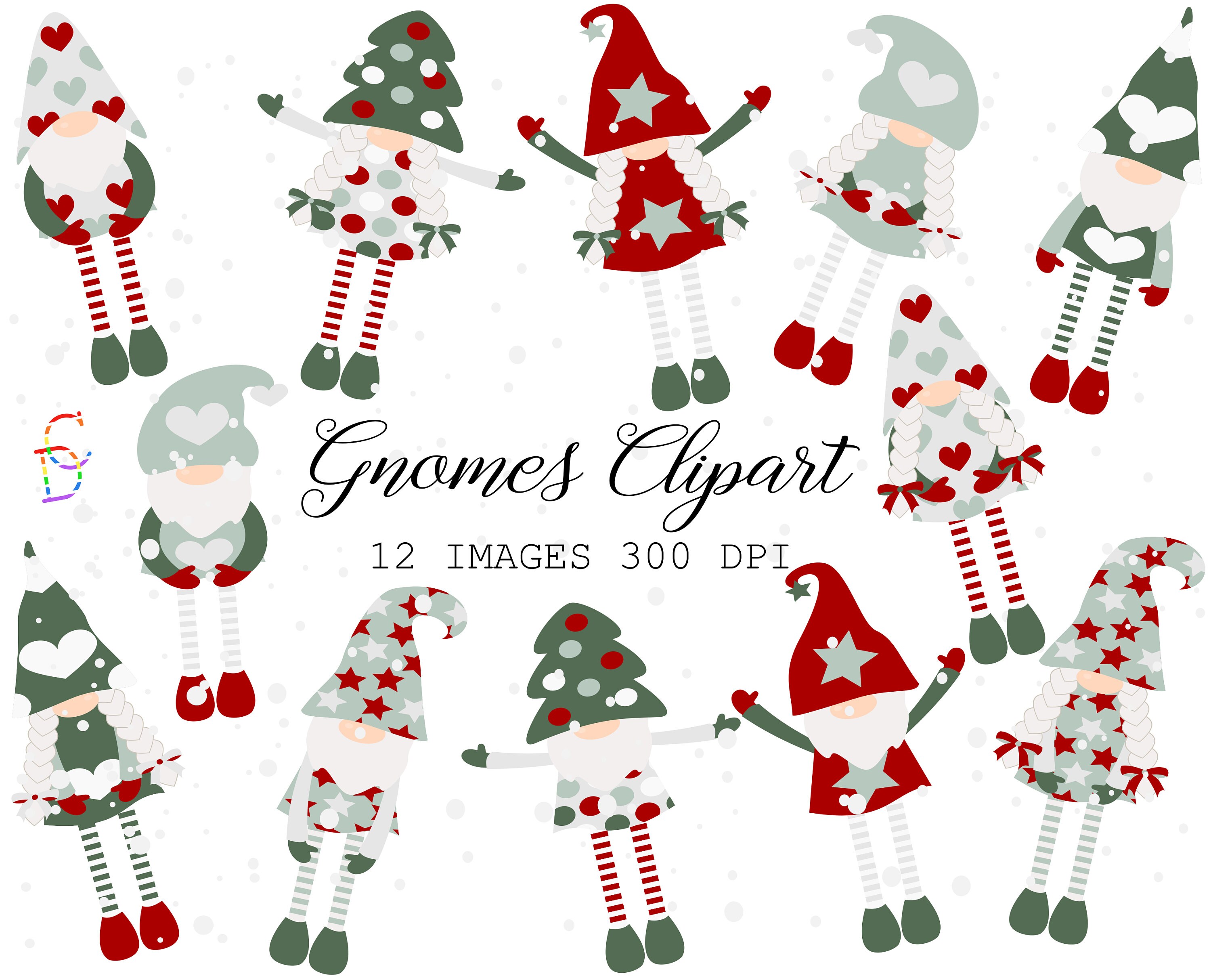 12 Gnomes Clipart, Scandinavian Gnomes, Holidays Clipart, Gnomes ...