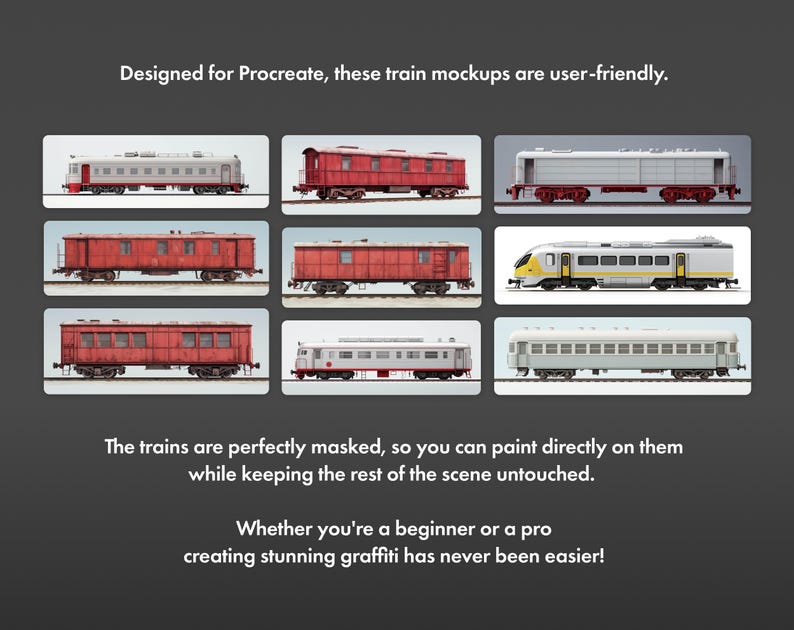 Procreate Train Graffiti Mockups Pack – 9 Models + Brushes - Etsy
