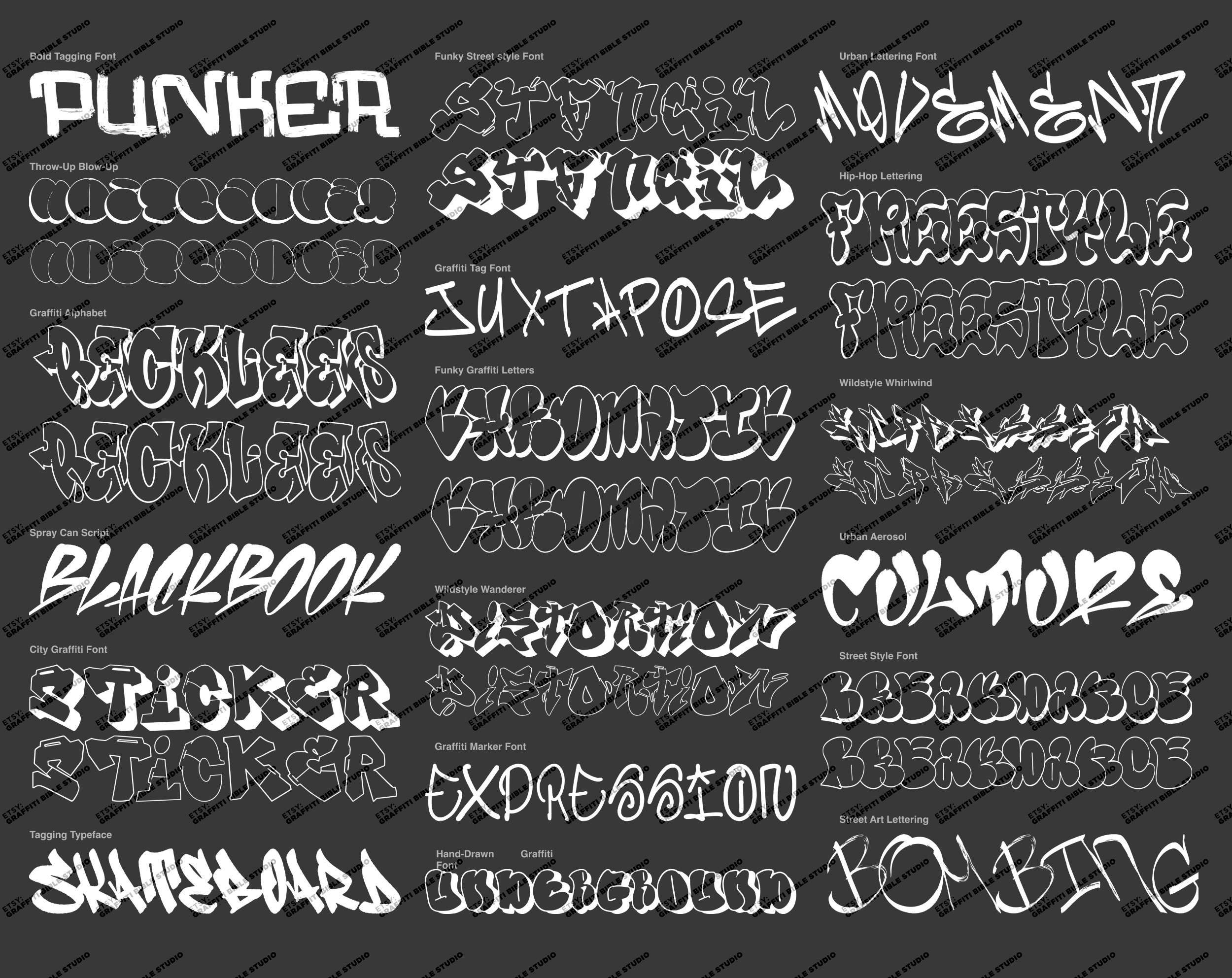 Graffiti Font Bundle - Tag Your Way to the Top With Our Graffiti Font ...