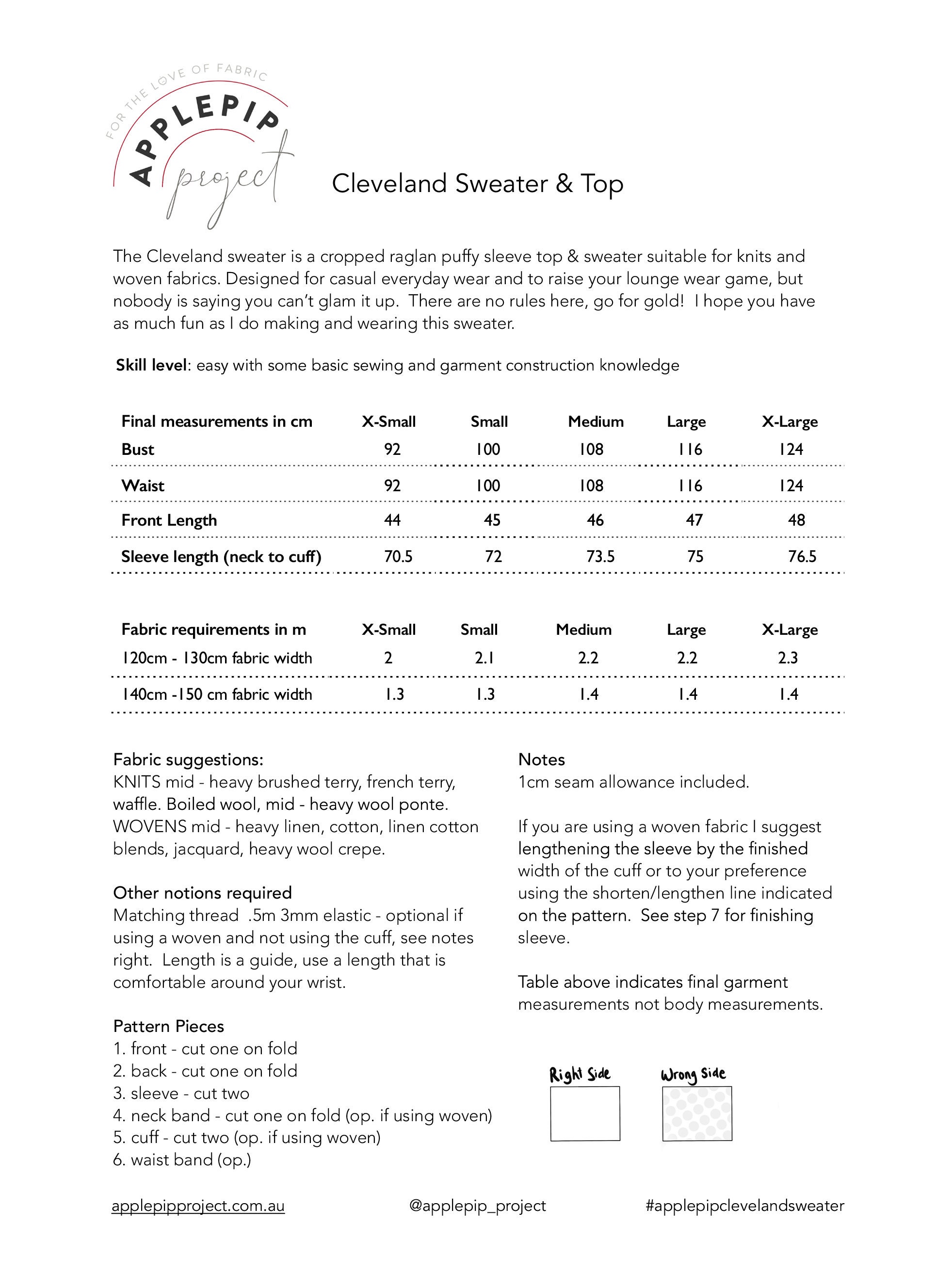 The Cleveland Sweater - Sewing Pattern by Applepip Project - Etsy