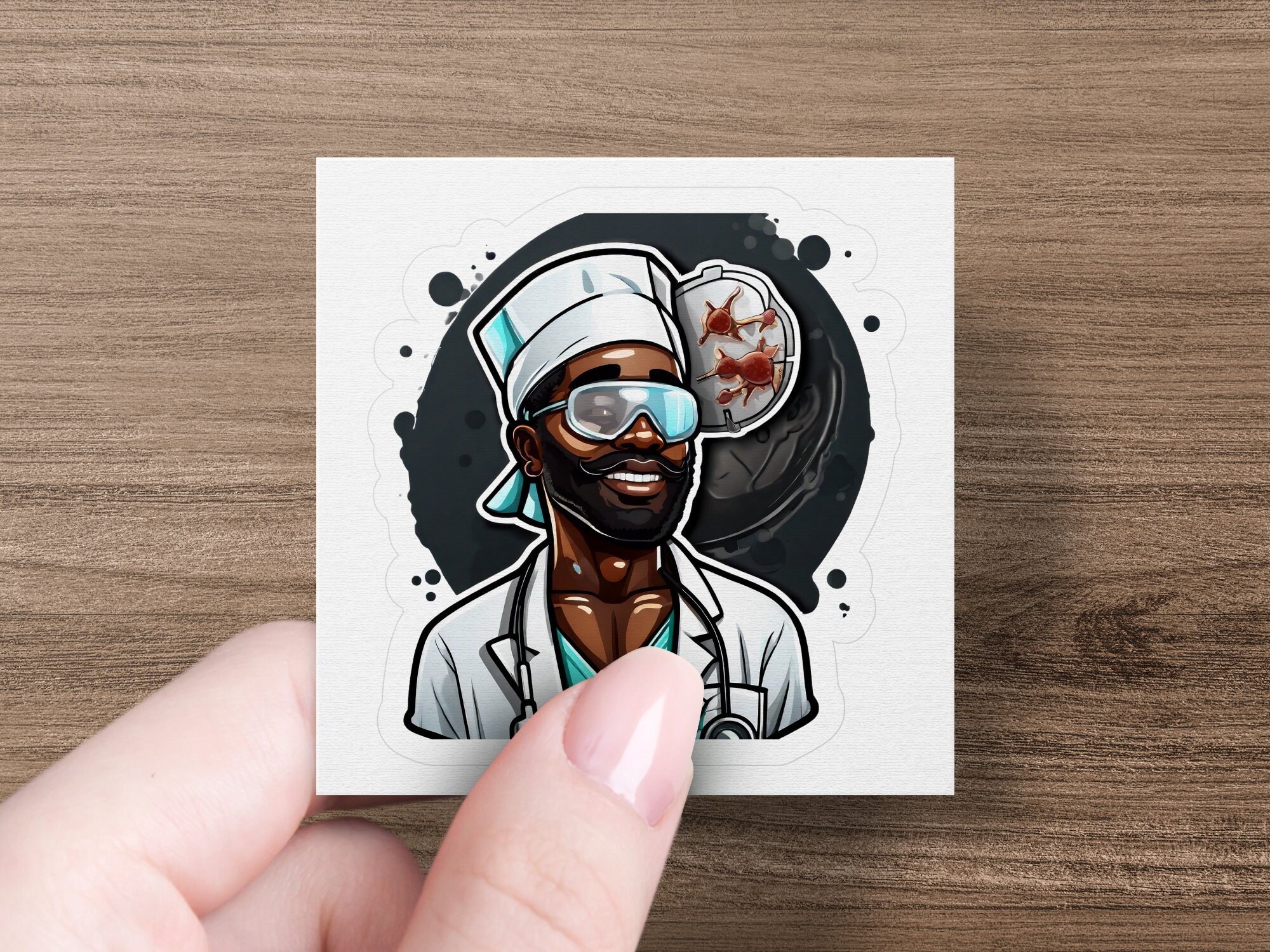 Black Surgeon Illustration Sticker, Medical Professional Decor ...