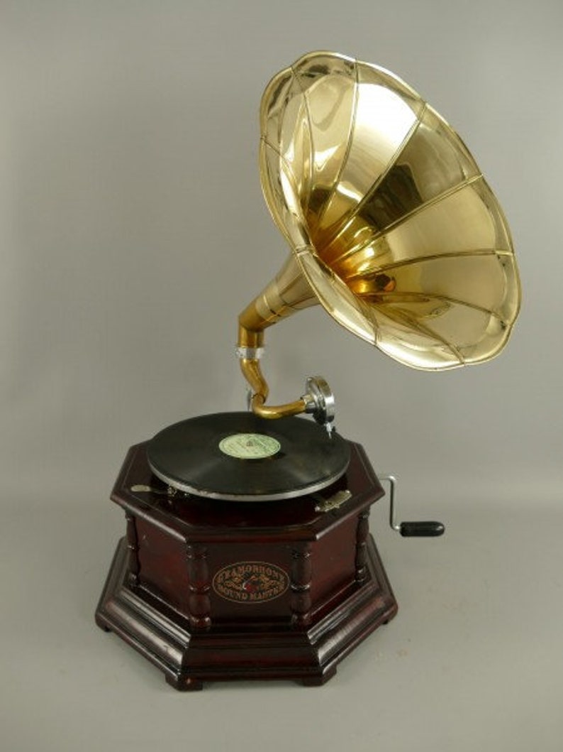 Nostalgic Gramophone New Working Record Player Antique Style Handmade ...