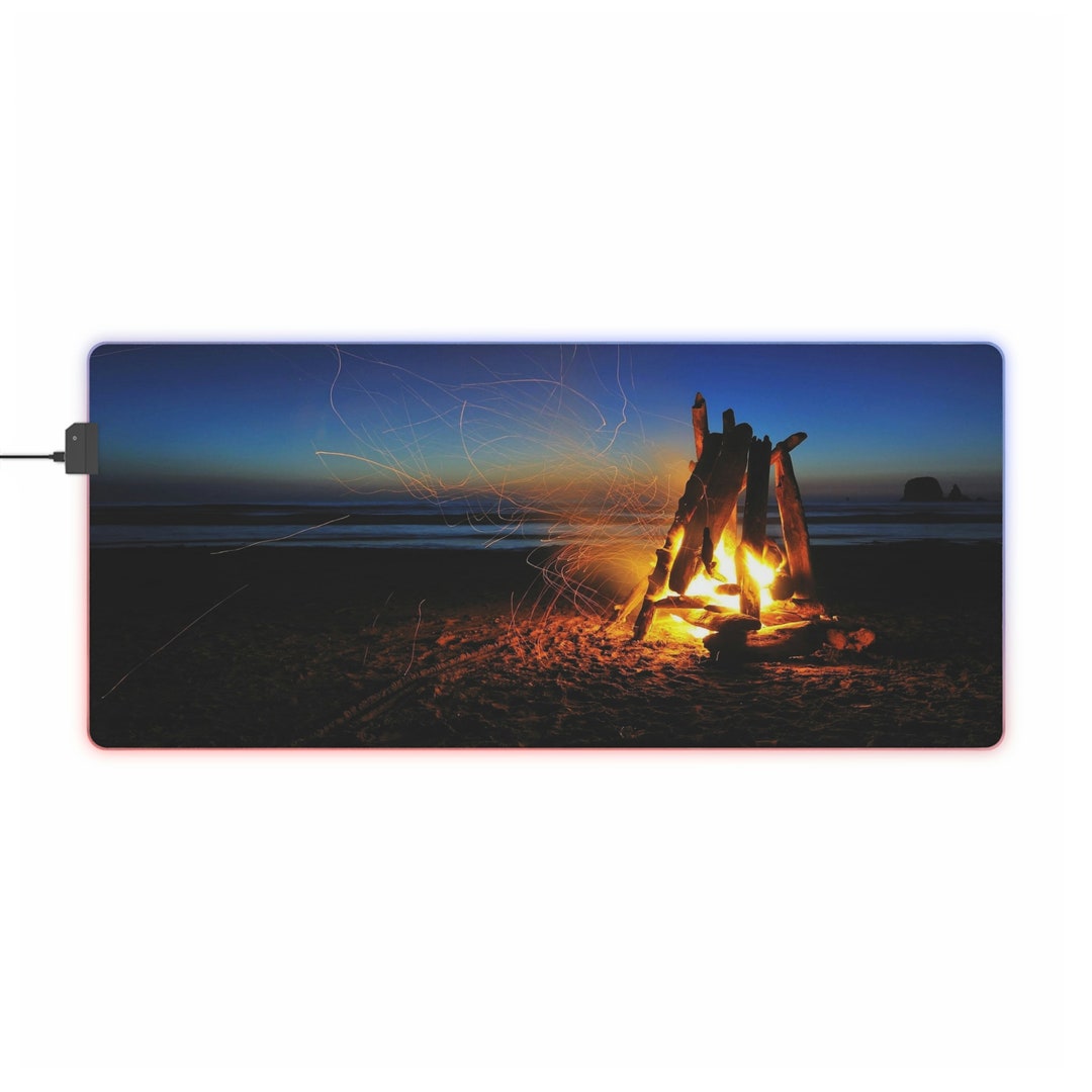 Campfire on a Beach RGB Gaming Mouse Pad Desk Mat Led Mousepad Home ...