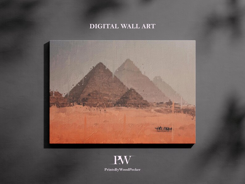 Great Pyramid of Giza Poster / Digital Poster / Dreamy Textures / Warm ...