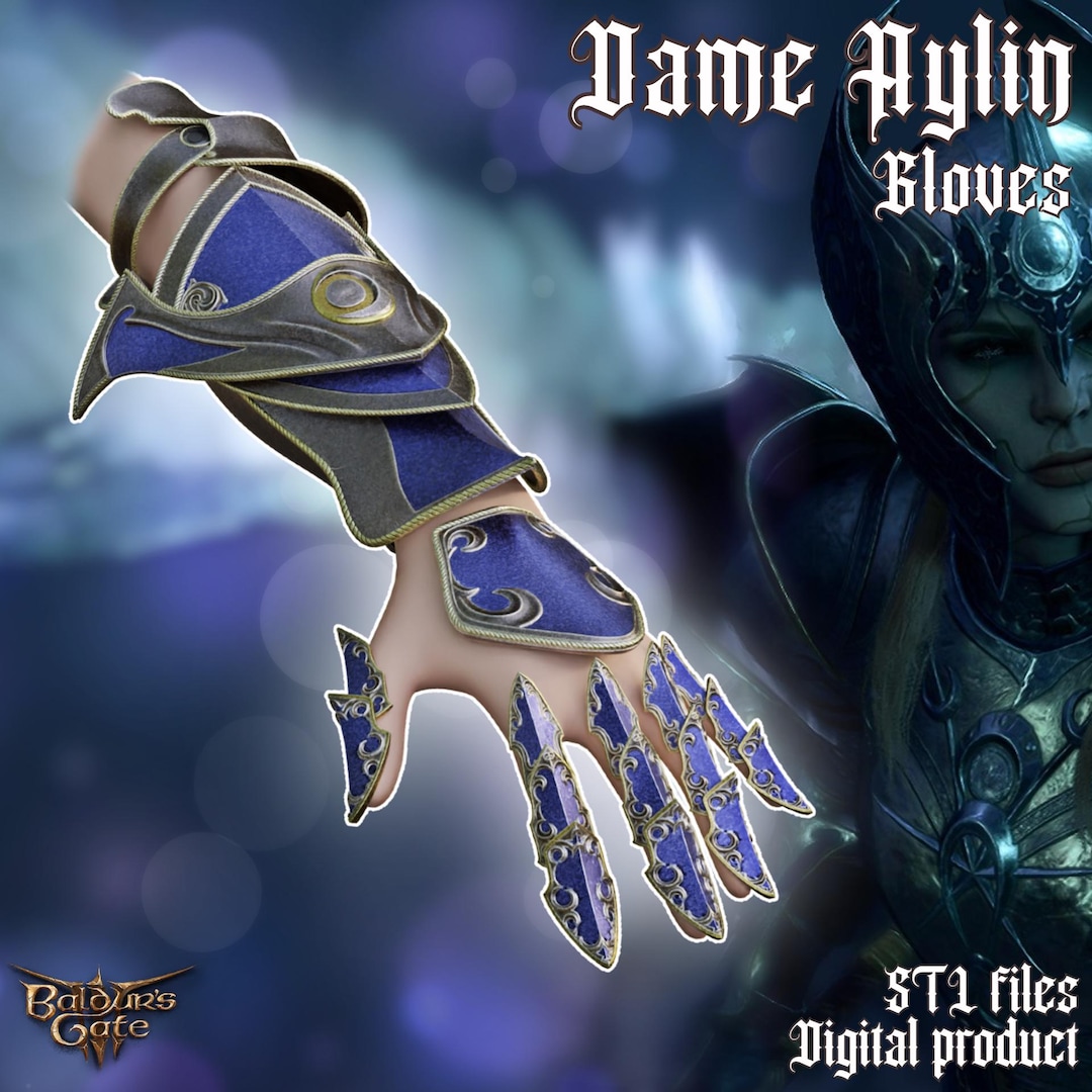 Fantasy Nightsong Dame Aylin Armor Cosplay Guanti Baldurs Gate 3 STL ...