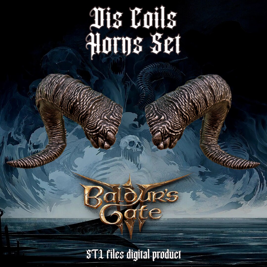 Tiefling Fantasy Dis Coils Horns Baldurs Gate 3 STL - Etsy