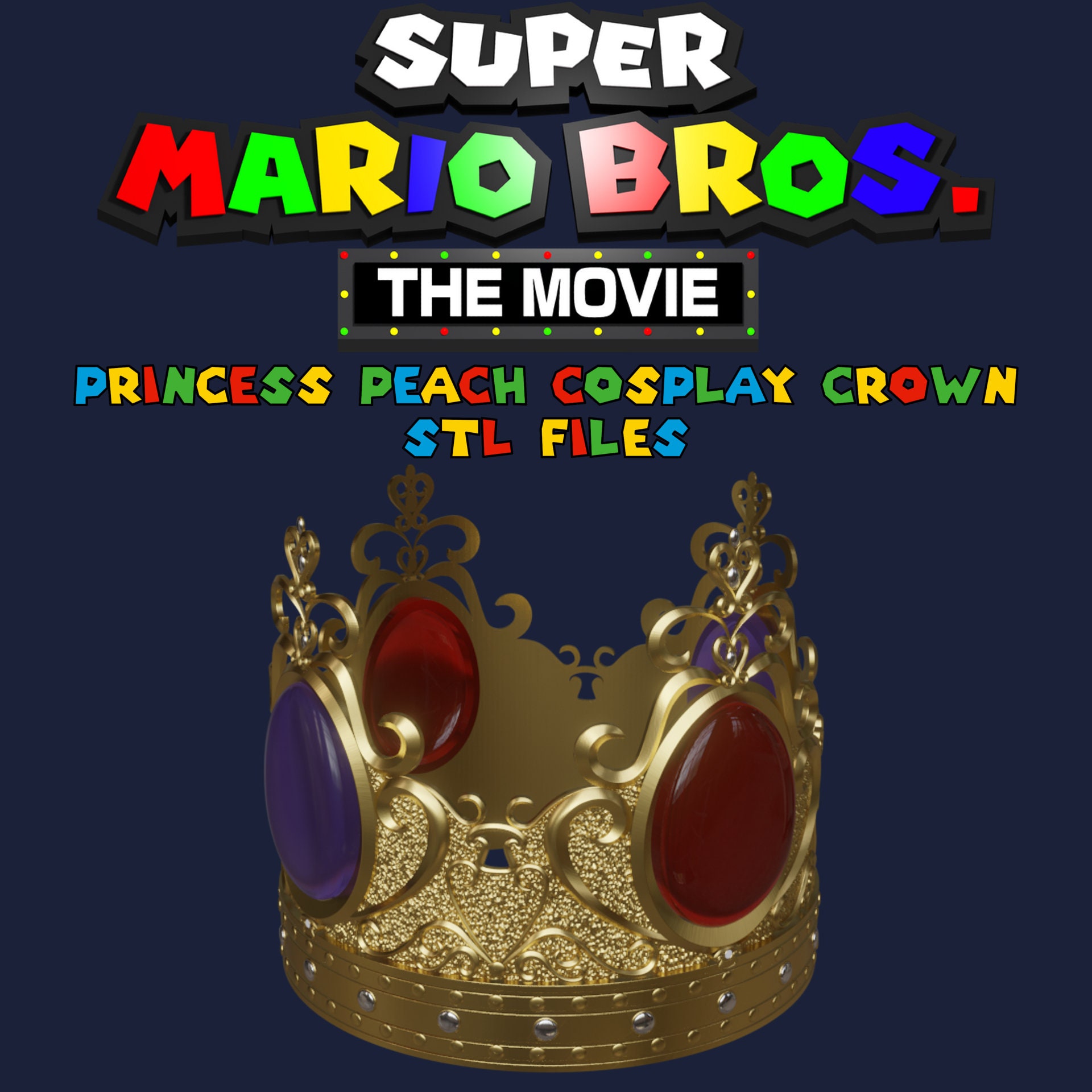 Mario Movie Princess Peach Cosplay Crown STL - Etsy