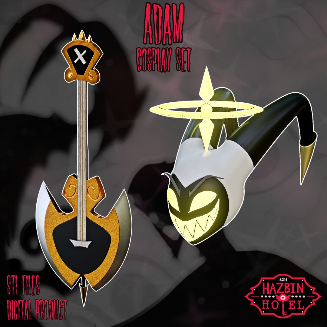 Paquete de cosplay de Adam sombreros y hacha de guitarra Hazbin Hotel ...