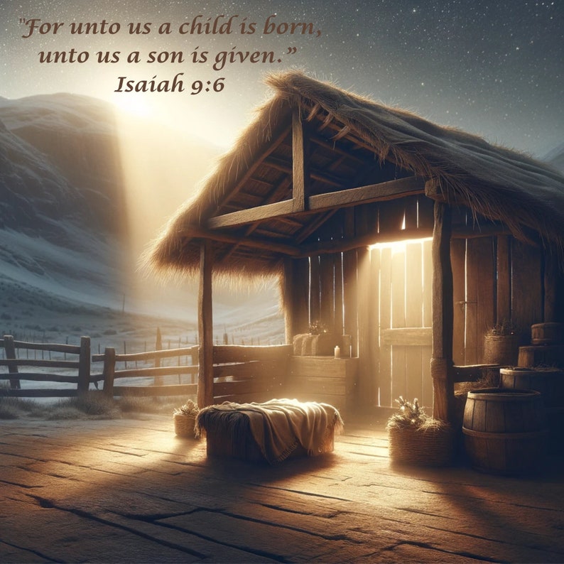 Inspirational Bible Quote Print - "for Unto Us a Child is Born, Unto Us ...
