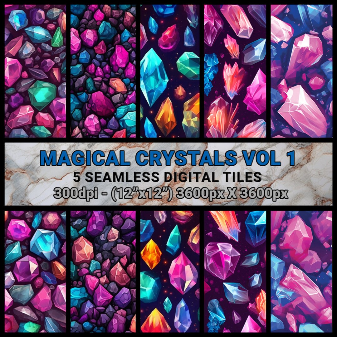 Magical Crystals Seamless Tile Patterns Vol1, Celestial Repeat Pattern ...