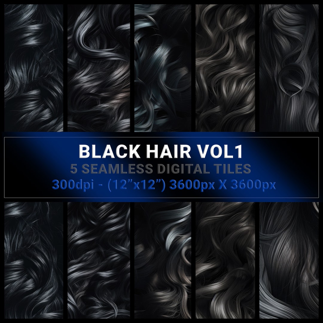 Black Hair Seamless Tile Patterns Vol1, Elegant Repeat Pattern File ...