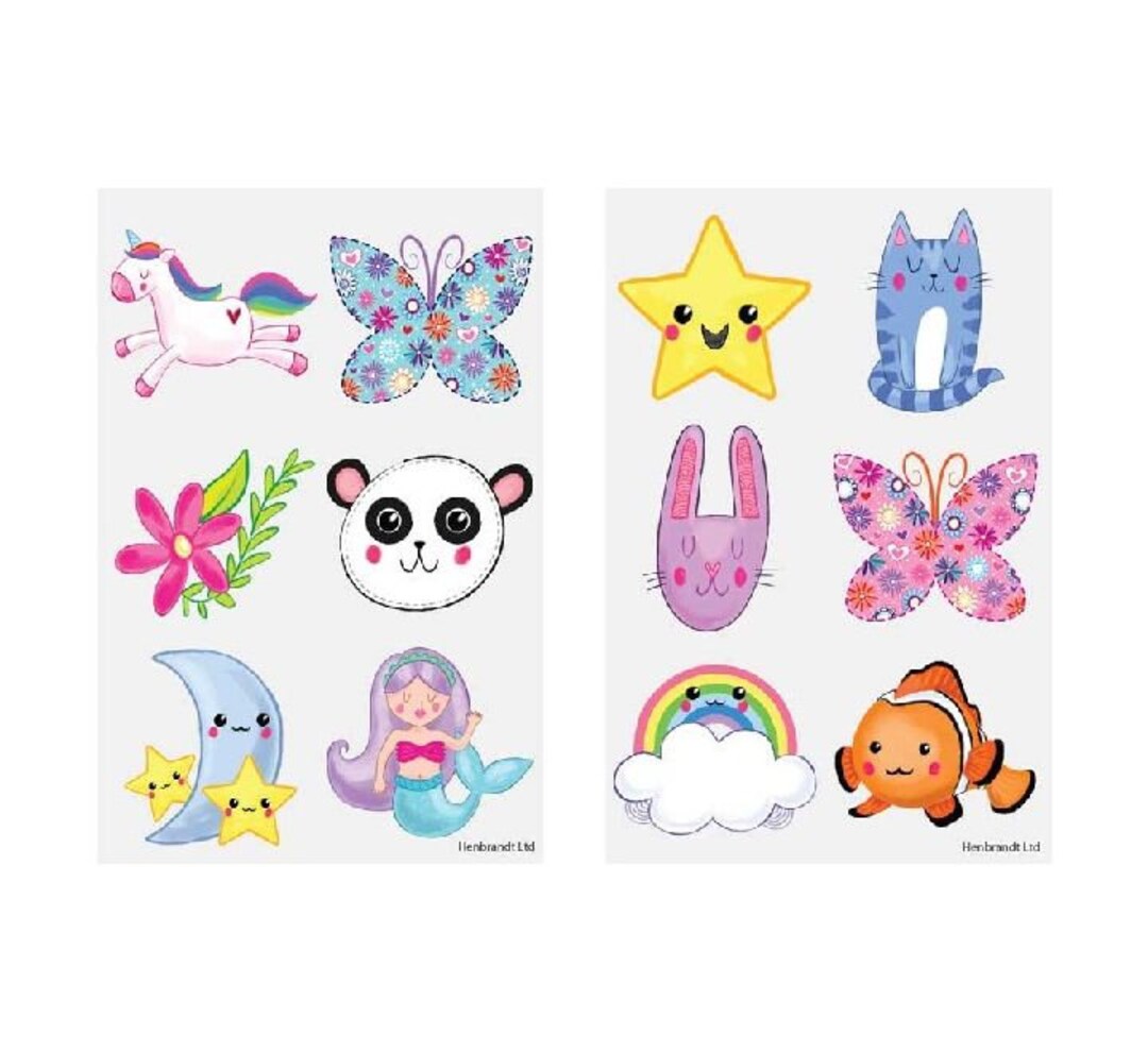 36 Kids Temporary Tattoos Cute Birthday Fillers Boys Girls - Etsy