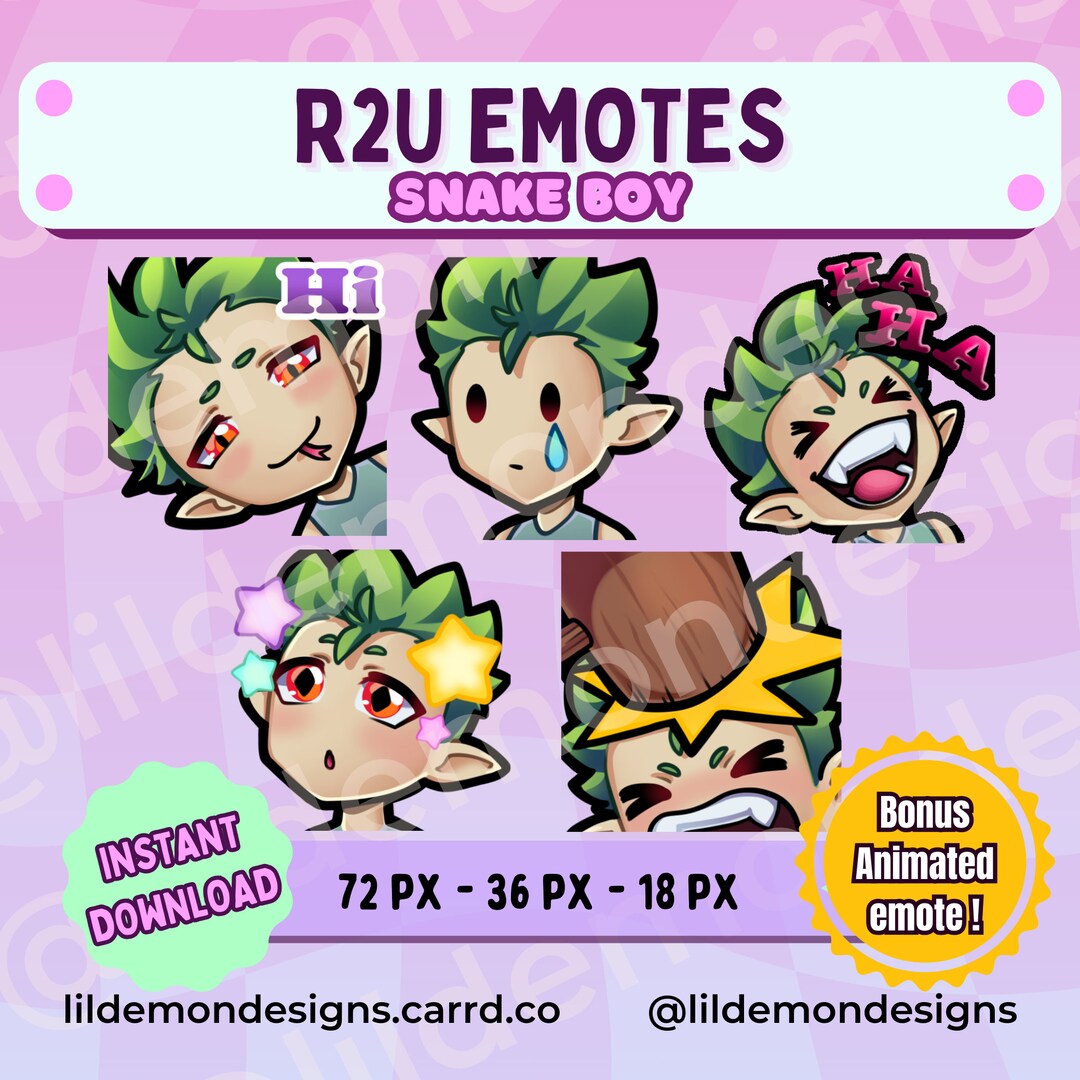Snake Boy Emotes / Twitch Sub / Emotes / Kawaii / Cute Twitch Emotes ...