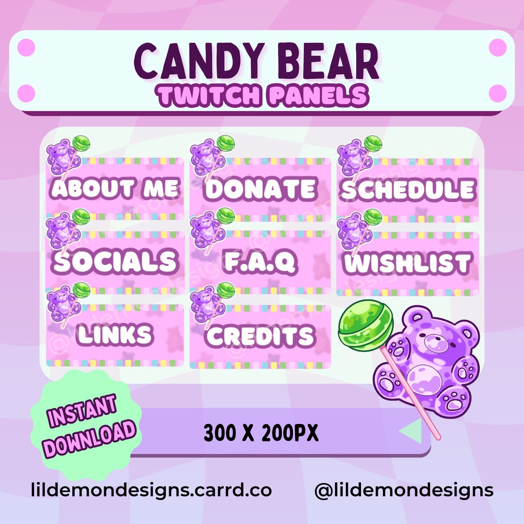 Candy Panels / Twitch Sub / Gummy Bear / Kawaii / Cute Twitch Assets ...