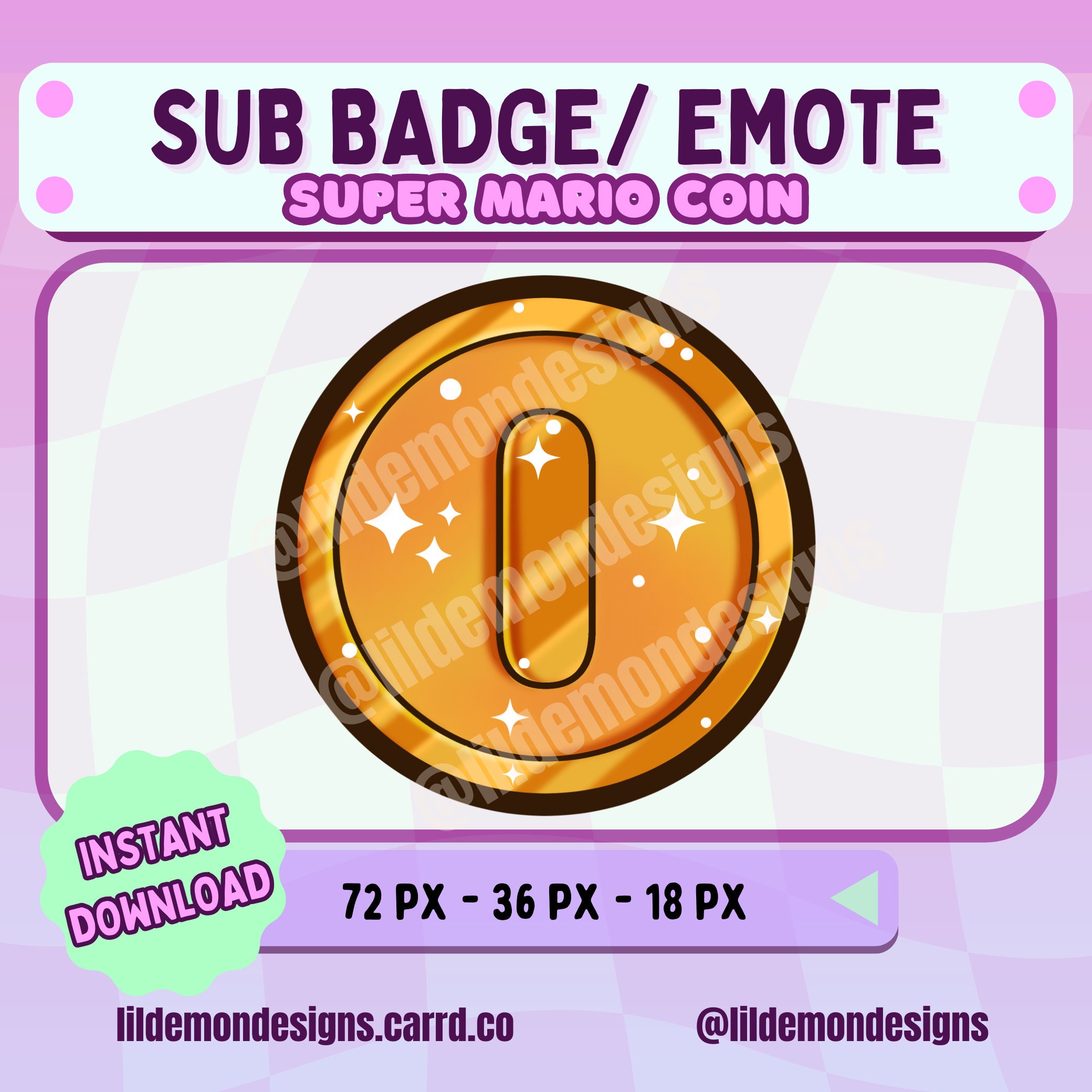 Super Mario Coin Sub Badge Emotes / Twitch Sub Badges / Emotes / Kawaii ...