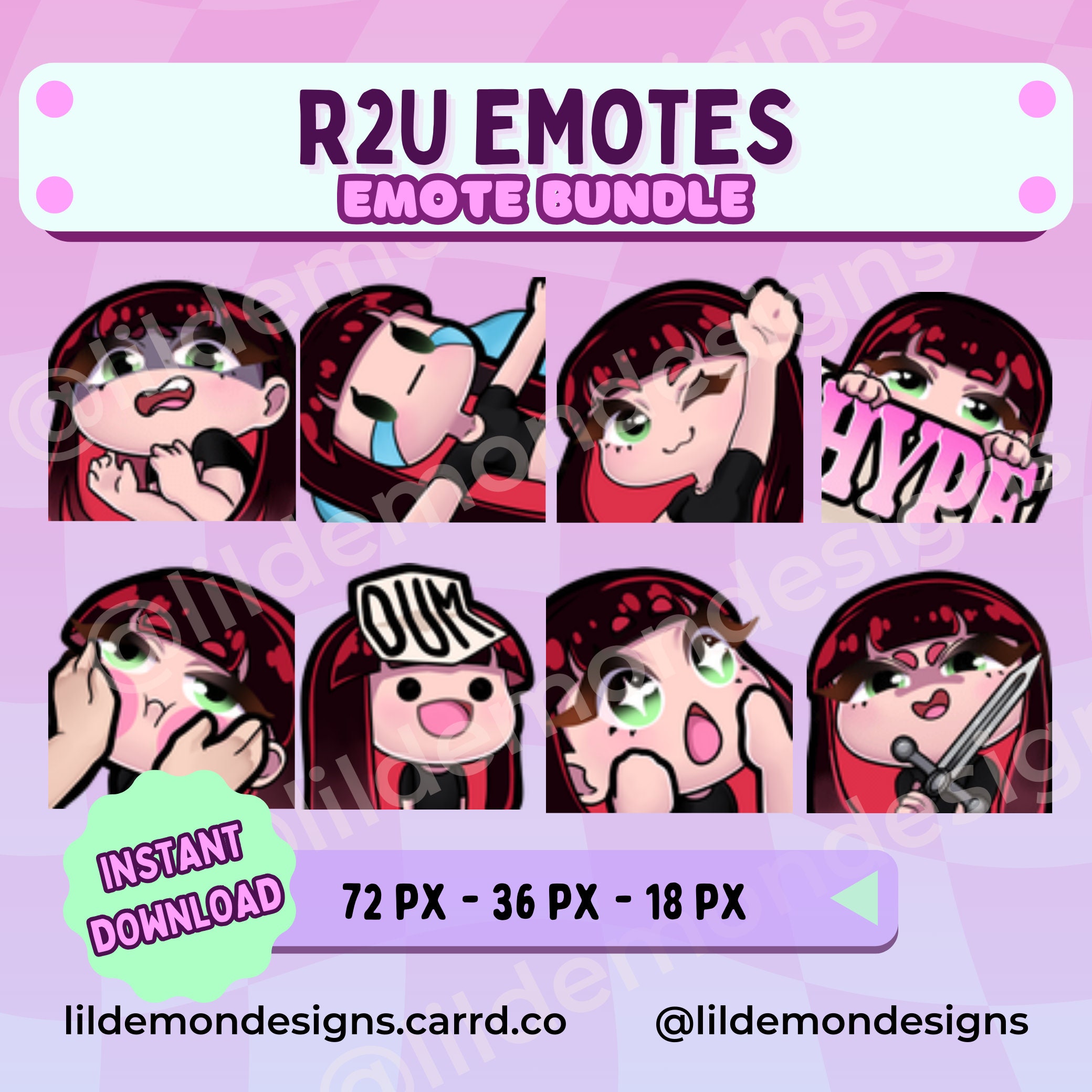 Goth Girl Emotes - Red / Twitch Sub / Emotes / Kawaii / Cute Twitch ...