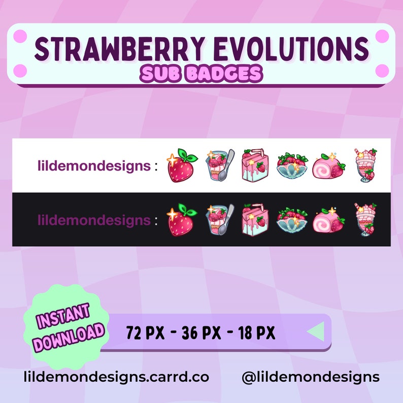 Strawberry Evolution / Twitch Sub / Bit Badges / Kawaii / Cute Sub ...