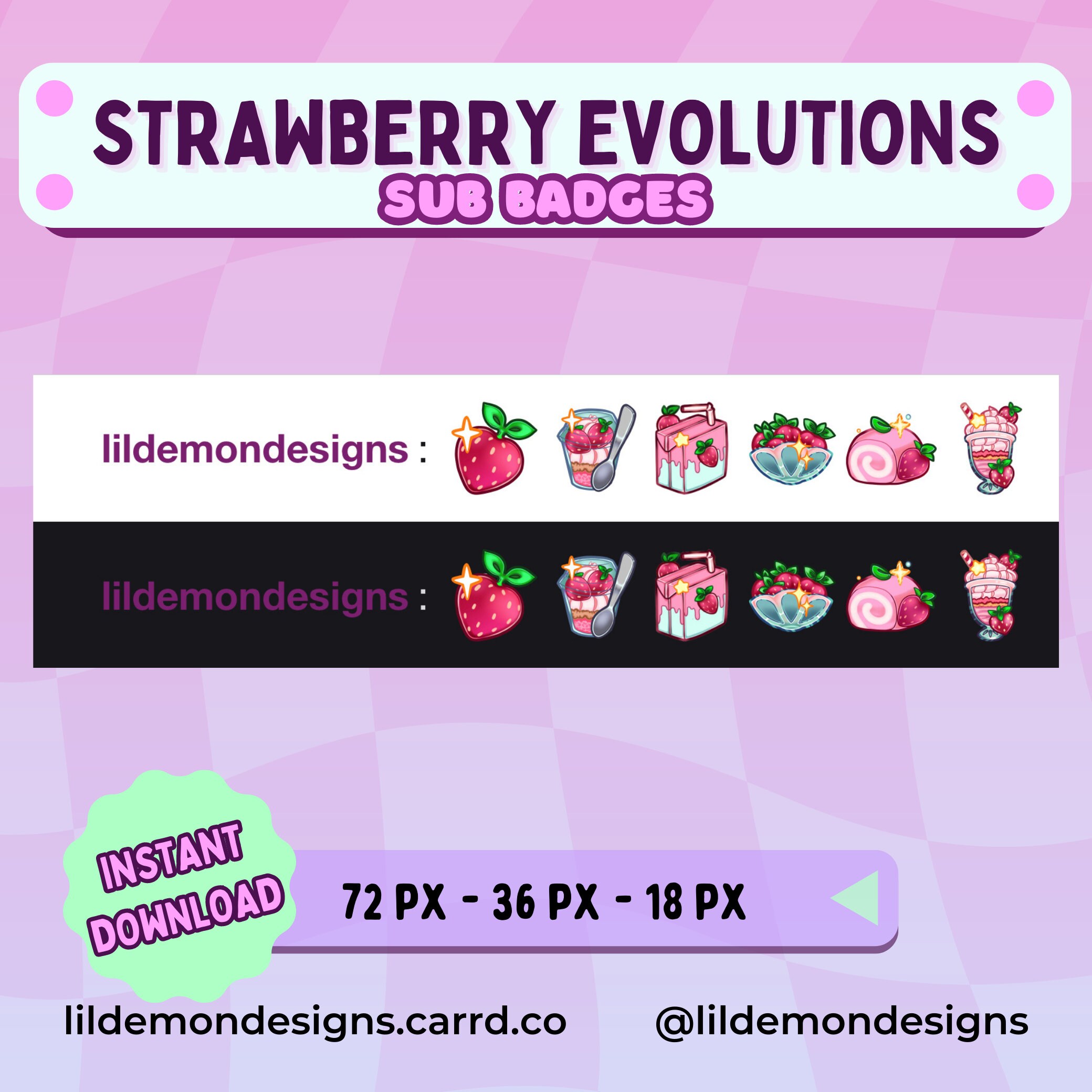 Strawberry Evolution / Twitch Sub / Bit Badges / Kawaii / Cute Sub ...