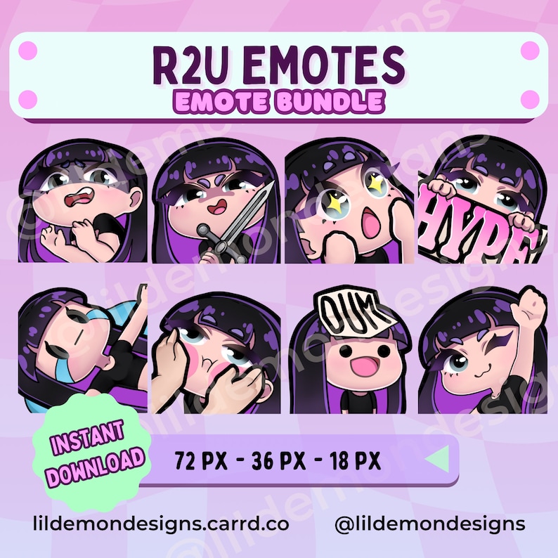 Goth Girl Emotes / Twitch Sub / Emotes / Kawaii / Cute Twitch Emotes ...