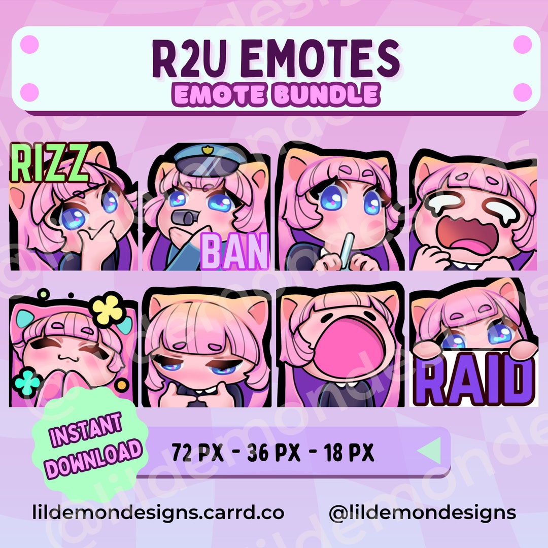 Pink Catgirl / Twitch Sub / Emotes / Kawaii / Cute Twitch Emotes ...