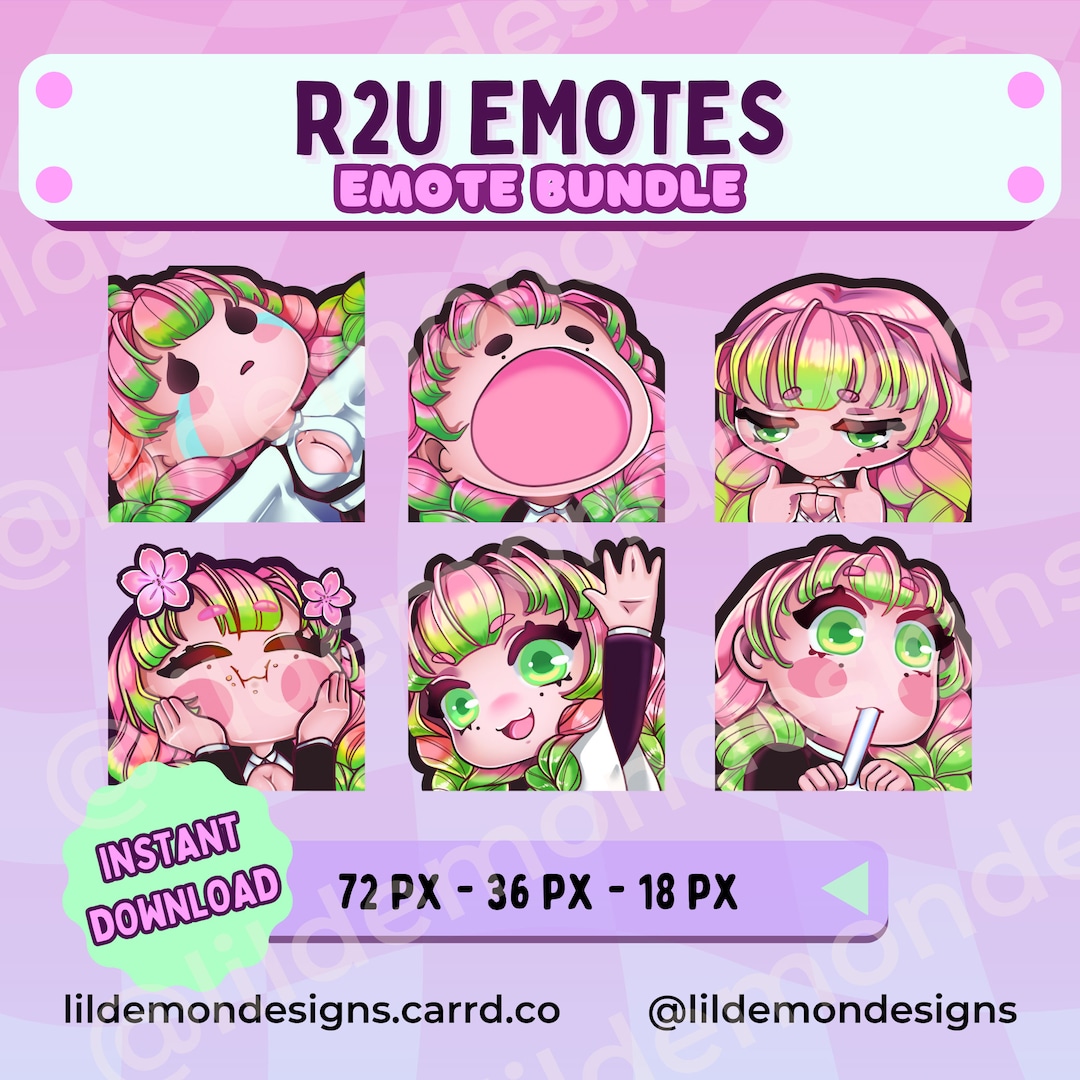 Mitsuri Emote Bundle for Twitch/discord/youtube | Custom Twitch Emotes ...