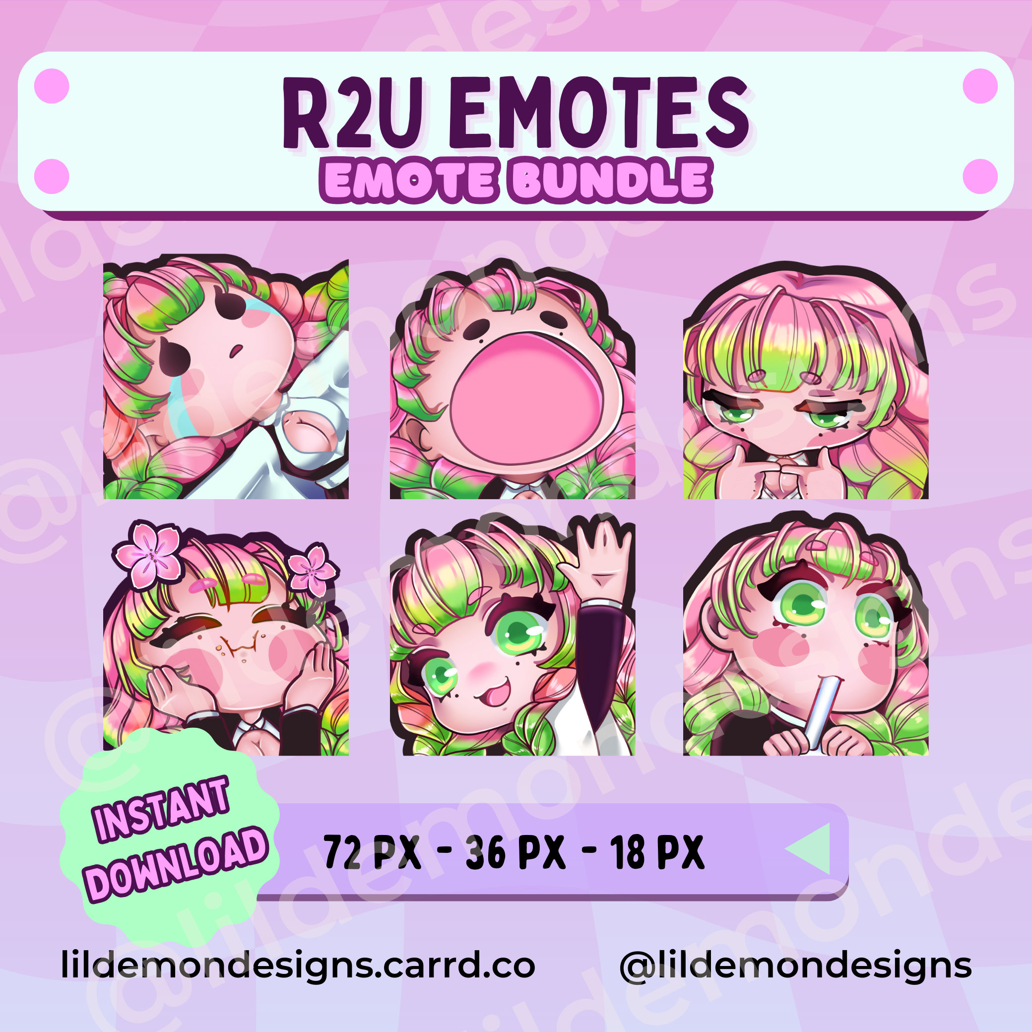 Mitsuri Emote Bundle for Twitch/discord/youtube Custom Twitch Emotes ...