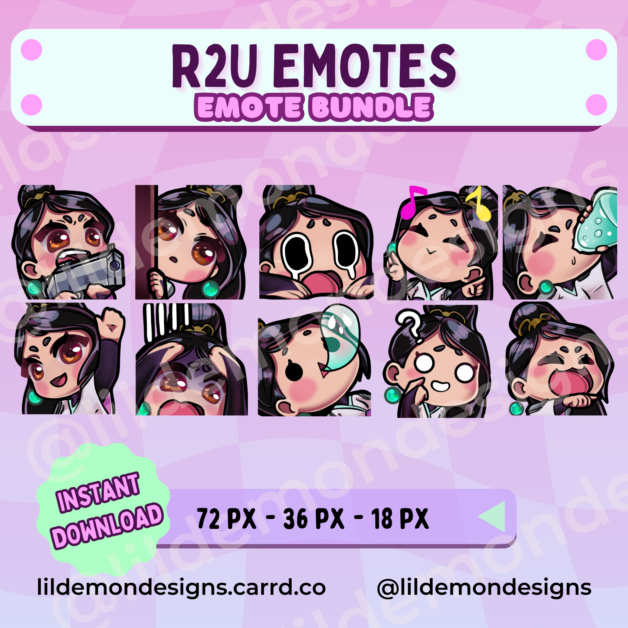 Gamer Girl Emotes / Twitch Sub / Emotes / Kawaii / Cute Twitch Emotes ...