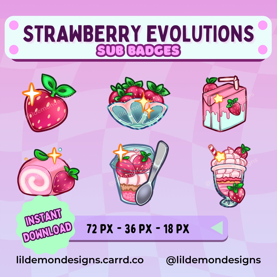 Strawberry Evolution / Twitch Sub / Bit Badges / Kawaii / Cute Sub ...