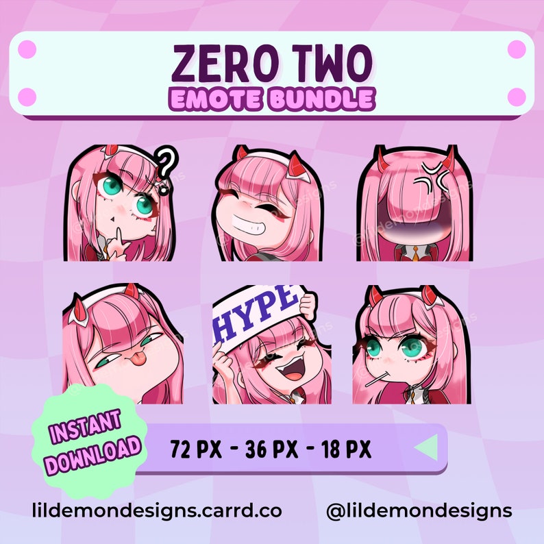 Zero Two Emotes / Twitch Sub / Emotes / Kawaii / Cute Twitch - Etsy ...