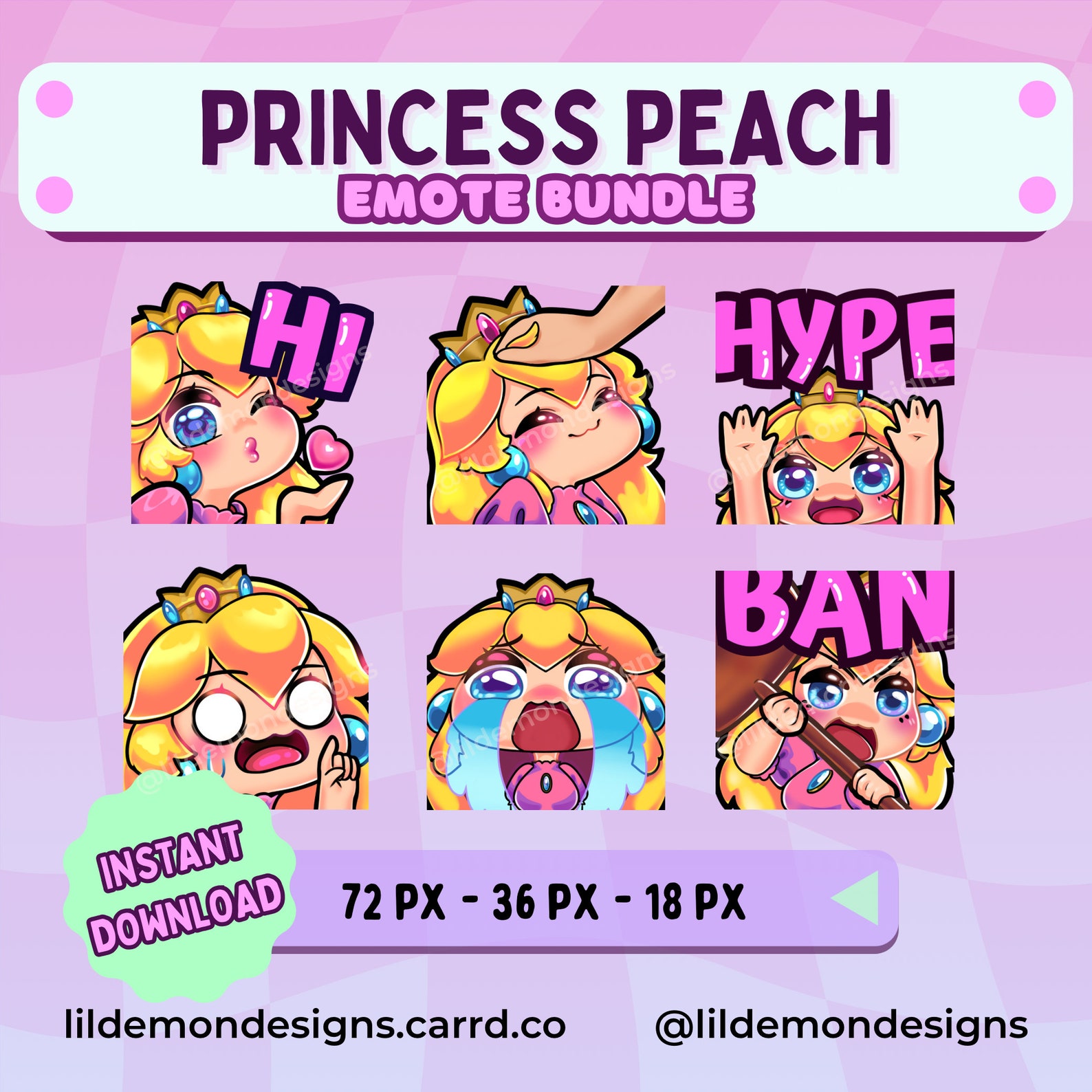 Princess Peach Emotes / Twitch Sub / Emotes / Kawaii / Cute - Etsy Canada
