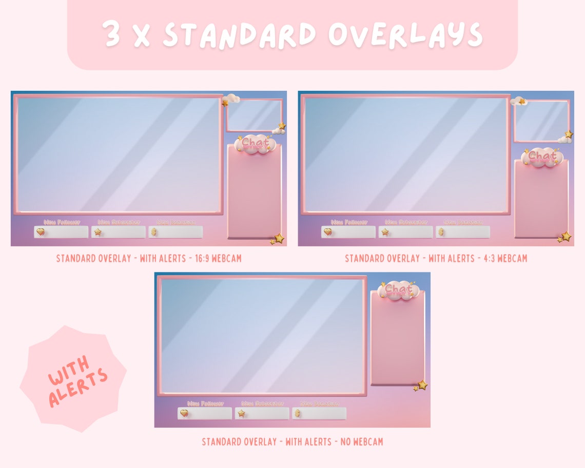 Twitch Stream Overlay for Streaming Just Chatting Overlay Pastel Pink ...