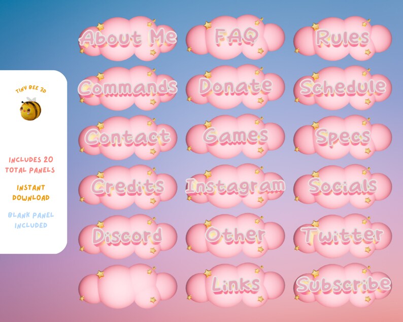 Twitch Streamer Profile Twitch Badge Panels Pastel Pink Clouds Cute ...