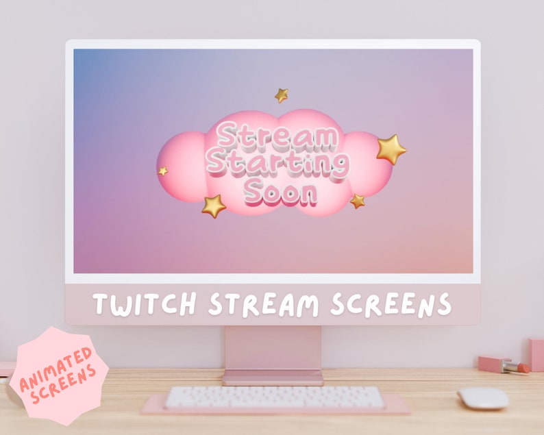Animated Twitch Screens for Streaming Pastel Pink Clouds Cute - Etsy