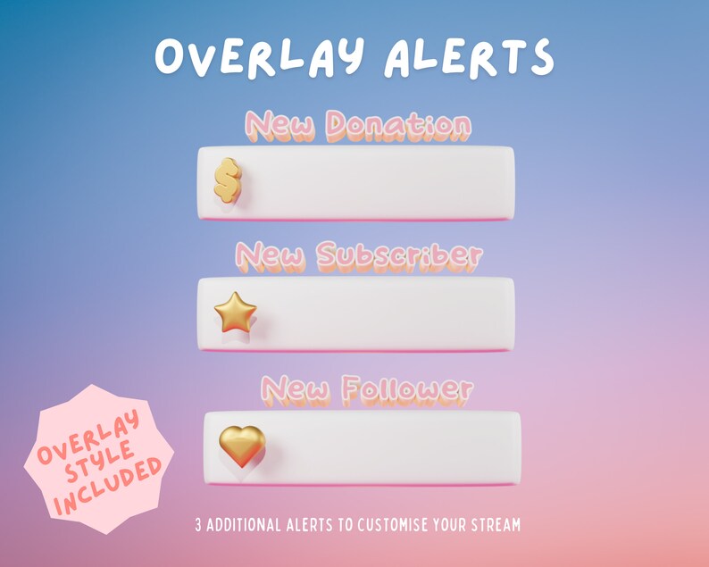 Twitch Stream Alerts Pack for Streaming Pastel Pink Clouds Cute Kawaii ...