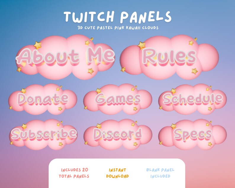 Twitch Streamer Profile Twitch Badge Panels Pastel Pink Clouds Cute ...