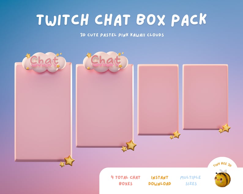 Streaming Chat Boxes for Twitch Stream Overlay Pack Pastel - Etsy