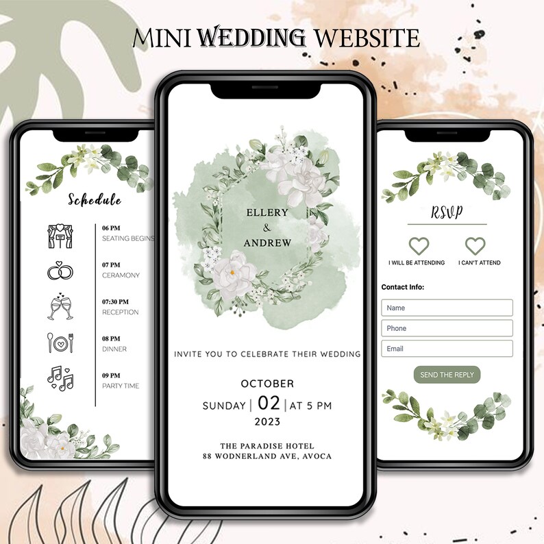Digital Wedding Website Invitation & RSVP, Save the Date RSVP Wedding ...