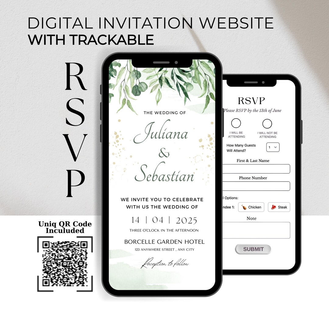 Wedding Invitation & RSVP Website, Elegant Minimalist Website Template ...