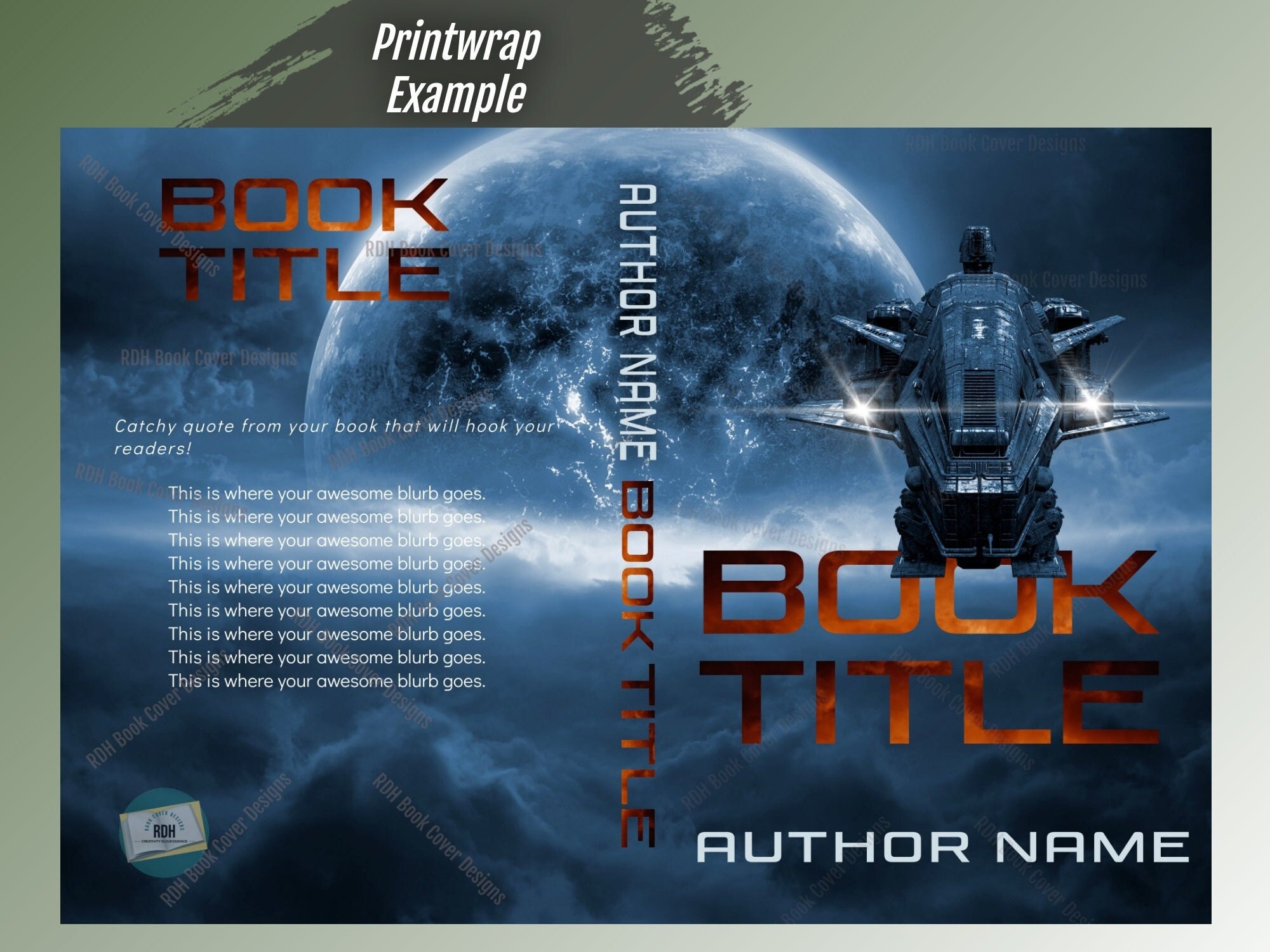 Dark Moon Spaceship Scifi Ebook Cover Paperback - Etsy