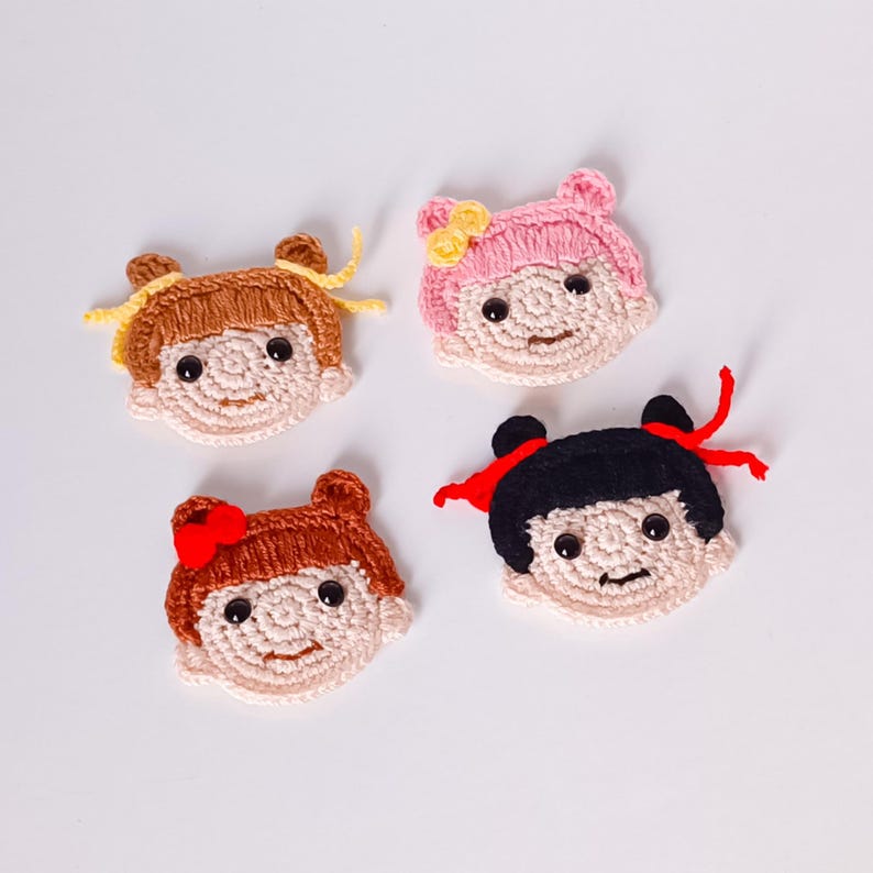 PDF Pattern: Crochet Cute Girl Face Hair Pins | Adorable Handmade Hair ...