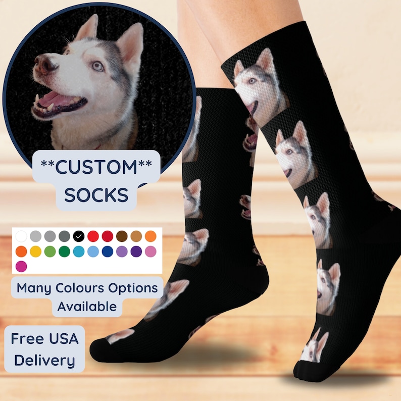CUSTOM Dog Socks Pet Face Personalized Socks Animal Themed - Etsy UK