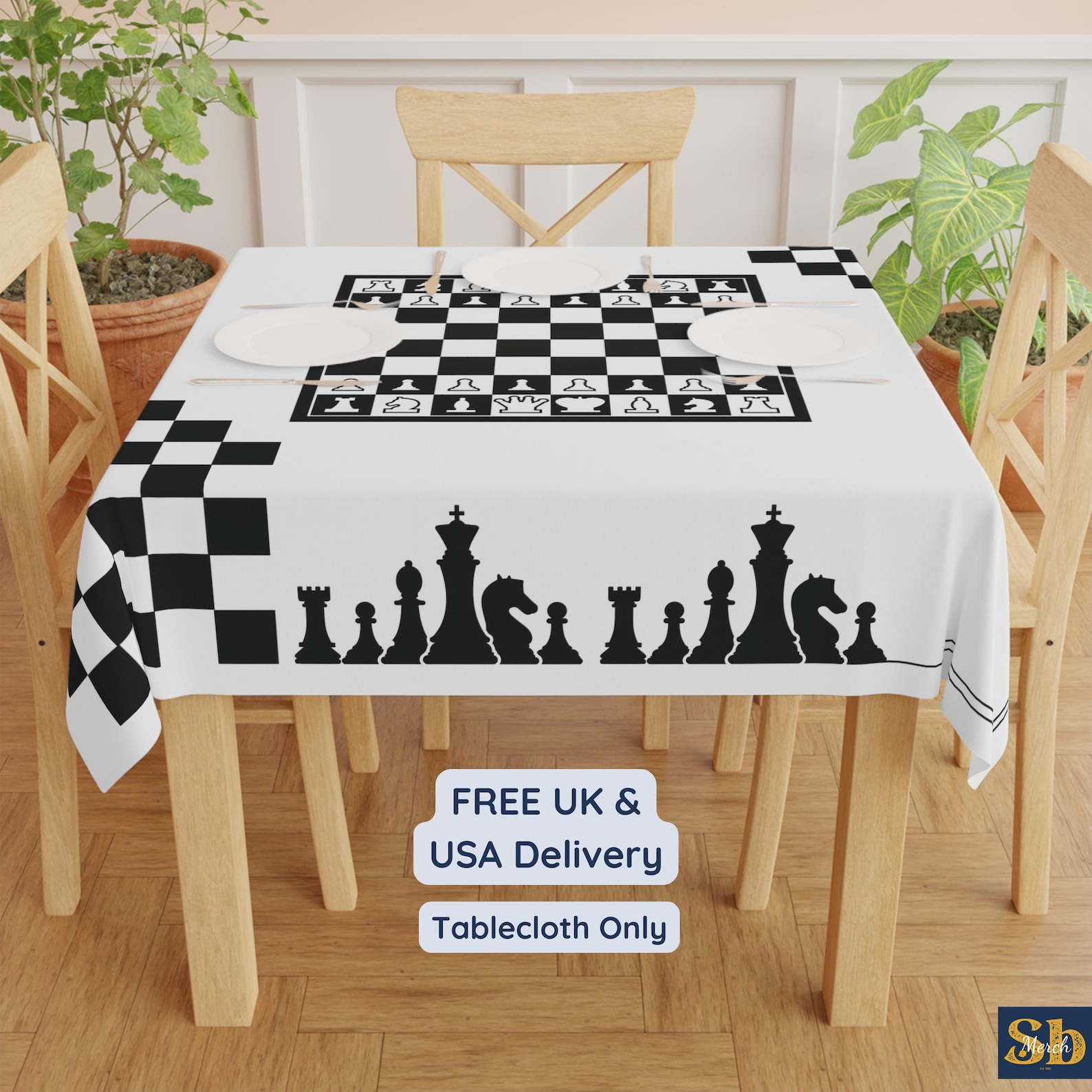 Chess Decor Table Cloth for Chess Lover Gift Chess Player Gift Chess ...