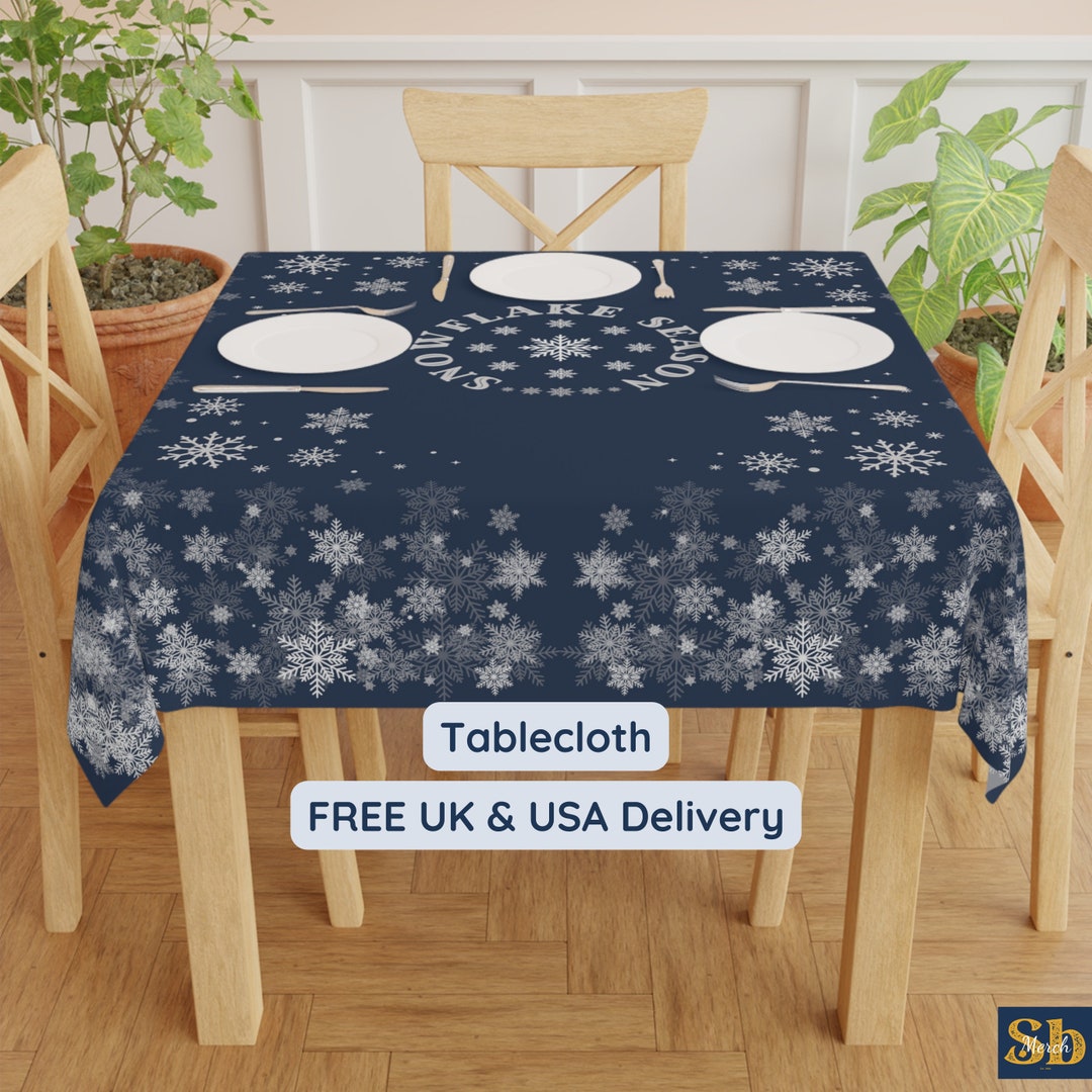 Snowflake Tablecloth Blue Table Xmas Tablecloth Christmas Party Decor ...