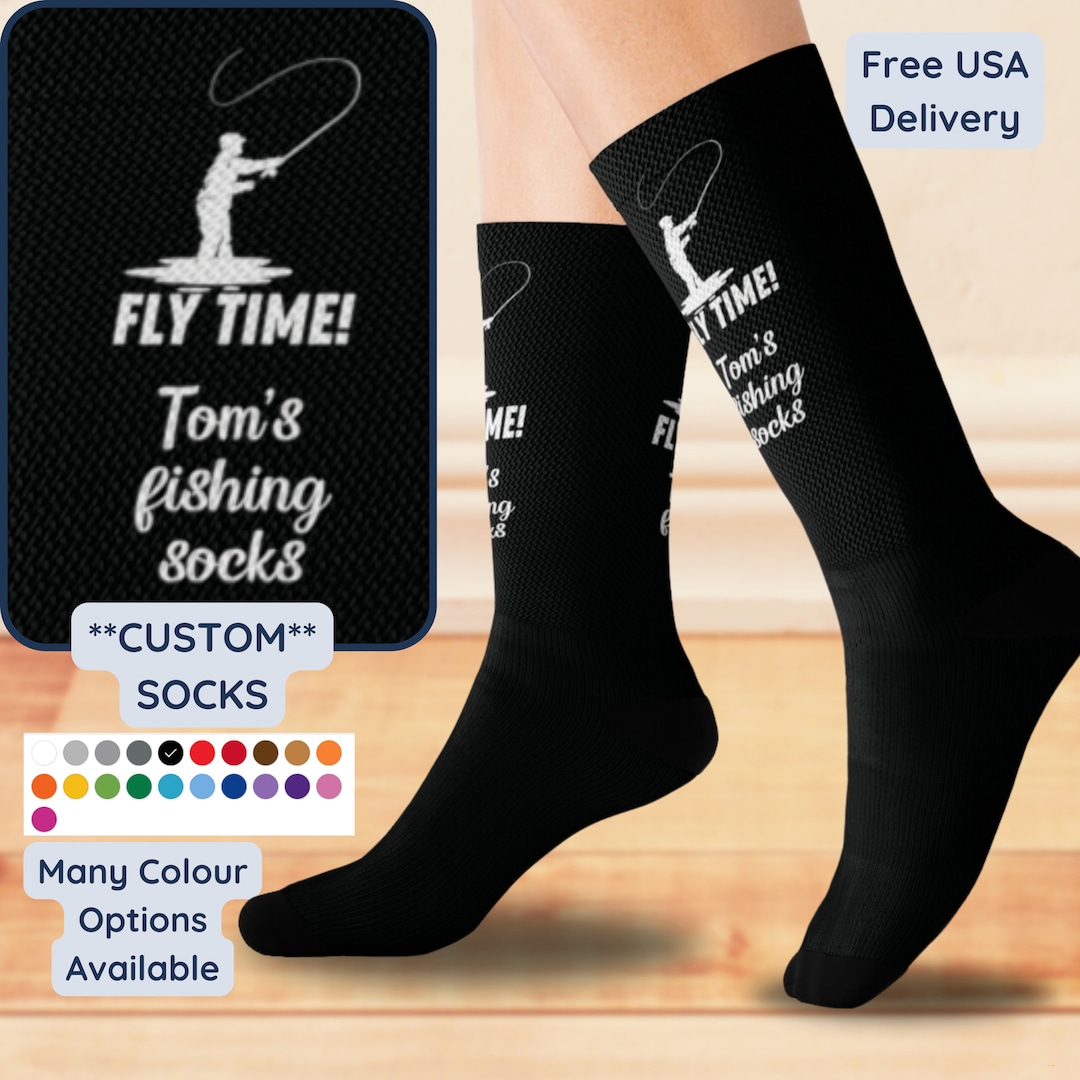 Personalized Fly Fishing Socks Custom Fishing Lover Gift Fishing Themed ...