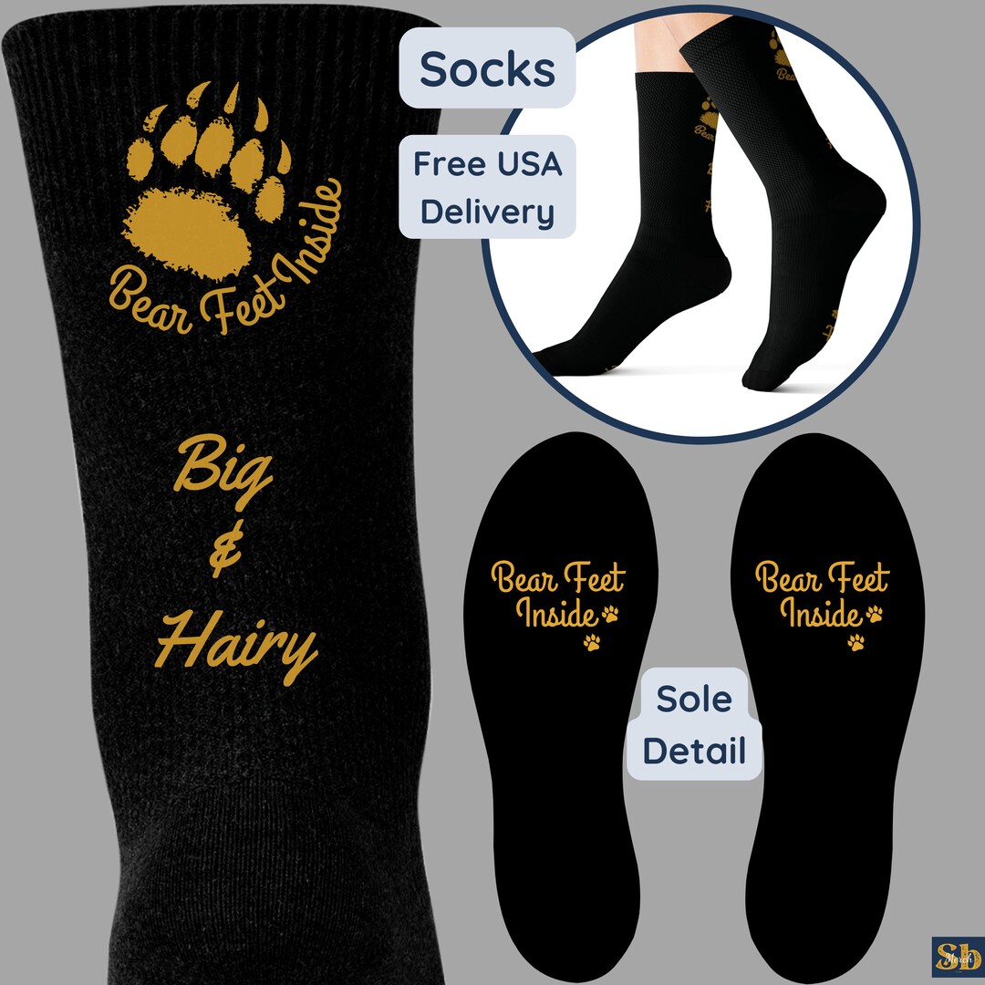 Funny Socks Bear Footprint Animal Themed Gifts for Feet Socks Funny ...